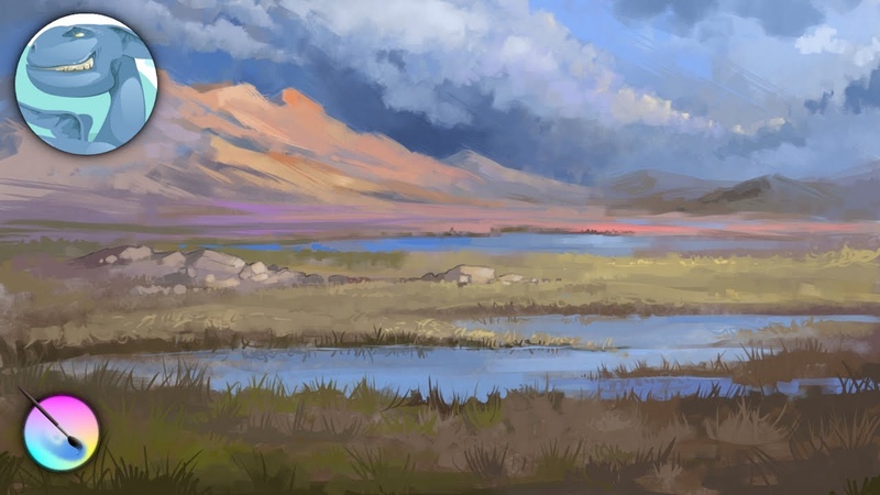 Red mountains. Landscape speedpaint with Krita. Not a tutorial. — Видео ...